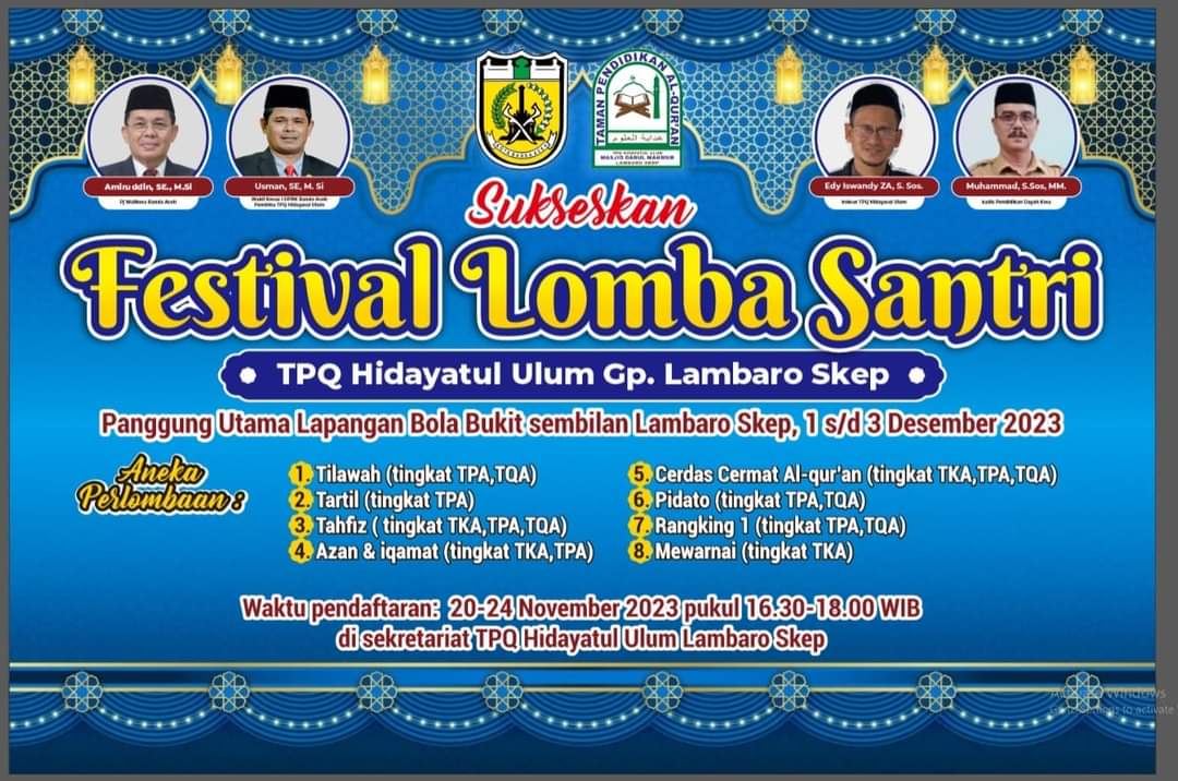 Ratusan Peserta akan Ikuti Festival Lomba Santri TPQ - AcehGround
