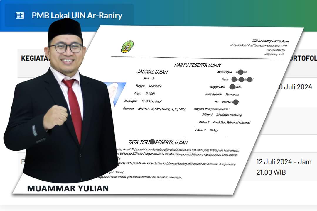 Catat! Cetak Kartu Ujian PMB Lokal 2024 UIN Ar-Raniry Mulai 16 Juli - AcehGround